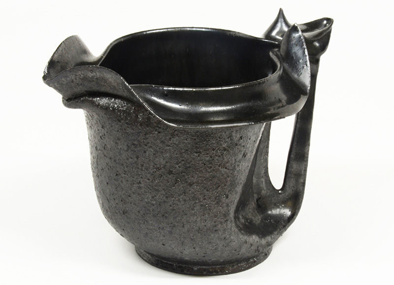 STEVEN S. POWERS - George Ohr - Exceptional Black Lava Glazed Pitcher ...