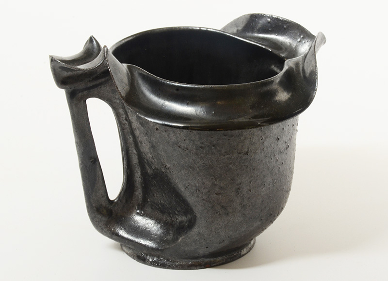 STEVEN S. POWERS - George Ohr - Exceptional Black Lava Glazed Pitcher ...