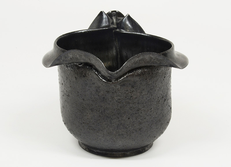 STEVEN S. POWERS - George Ohr - Exceptional Black Lava Glazed Pitcher ...