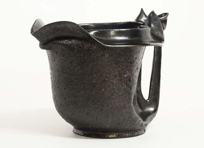 STEVEN S. POWERS - George Ohr - Exceptional Black Lava Glazed Pitcher ...