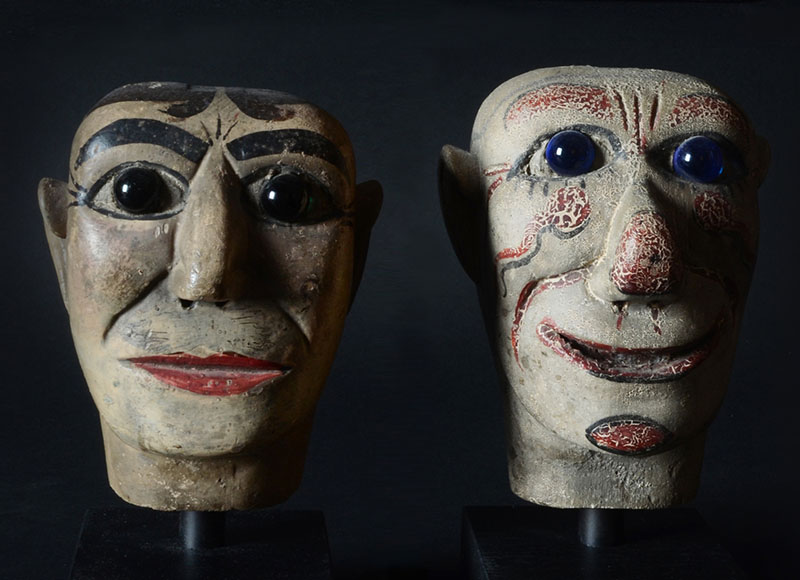 STEVEN S. POWERS - Rare Set of Four Folk Art Puppet Heads