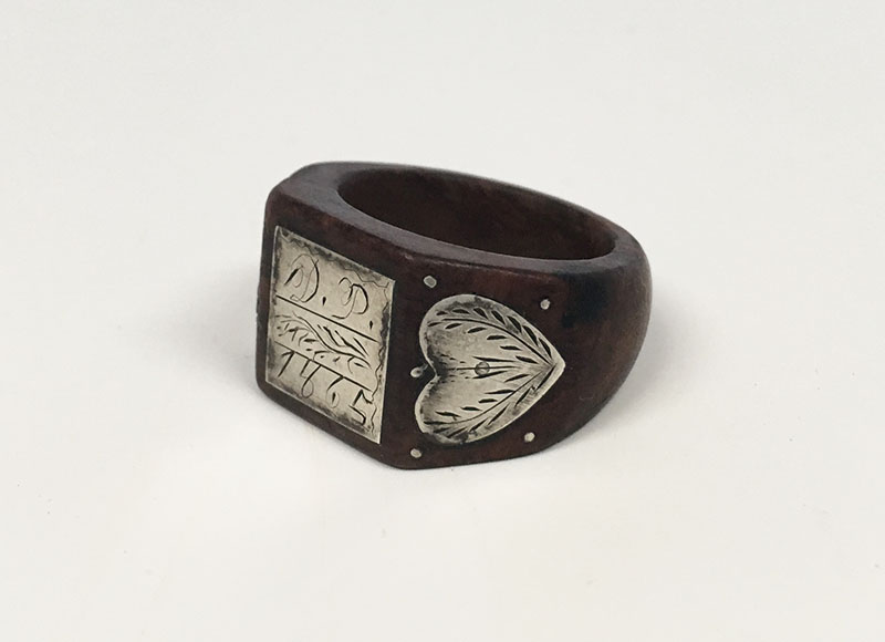 STEVEN S. POWERS - POW Folk Art Carved Wood Ring with Silver Mounts
